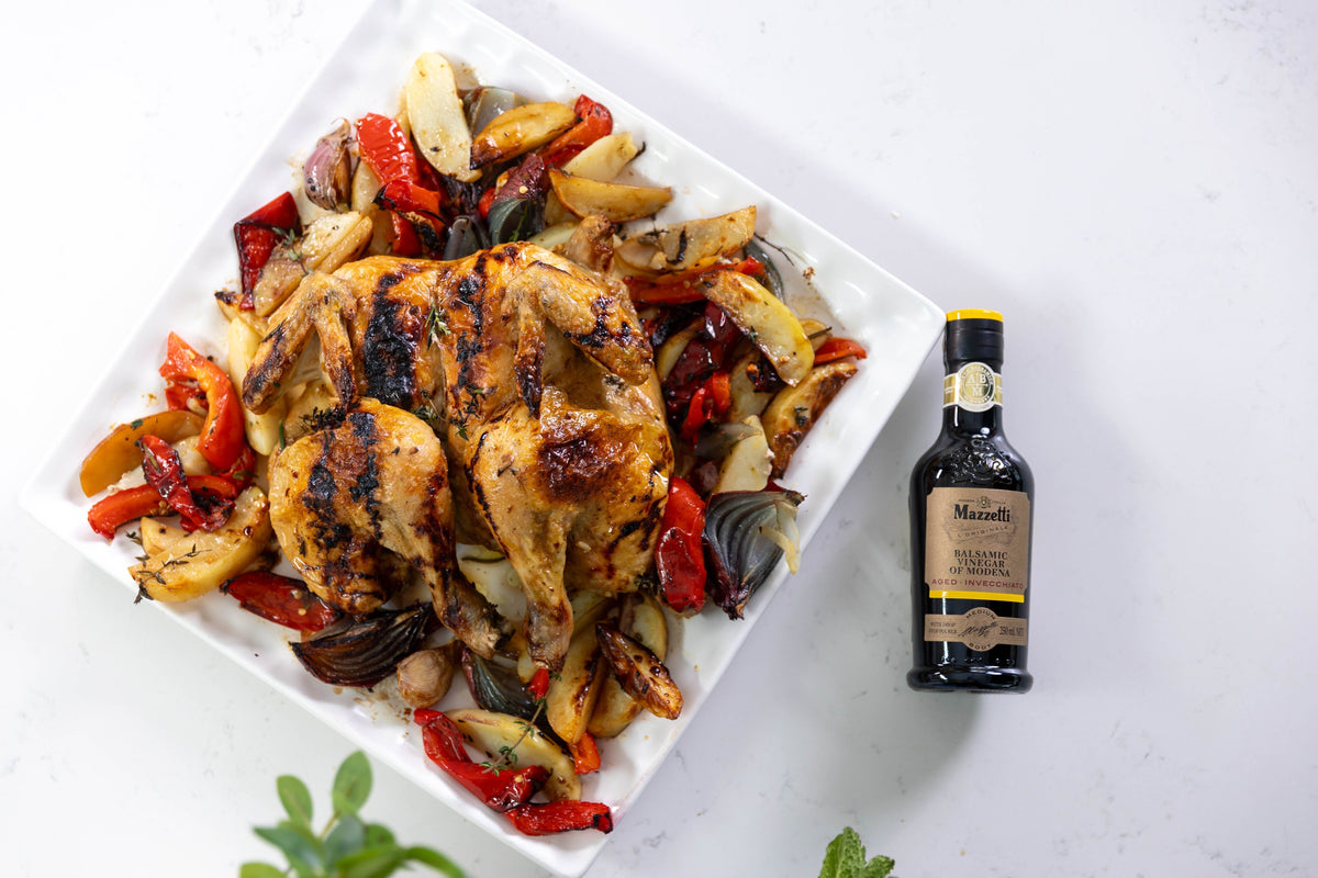 Chicken, Potato & Capsicum Tray Bake with Gold Label Balsamic Vinegar ...